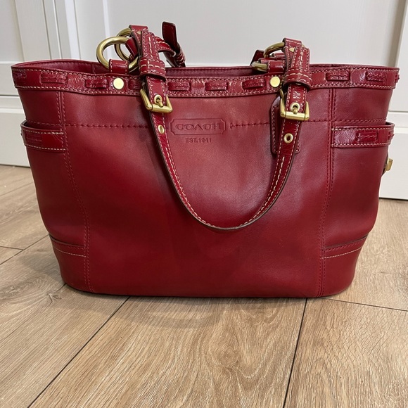Coach | Bags | Coach Red Leather Gallery Tote Carryall 1229 | Poshmark